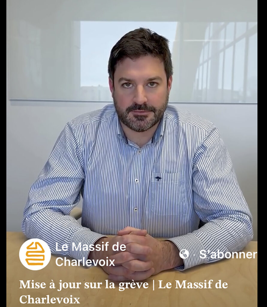 Grève au Massif : Charles-Antoine Choquette parle, dans une vidéo, à la ...